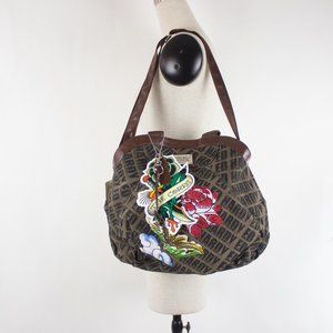 Ed Hardy | Bags | Vintage Ed Hardy Canvasleather Purse | Poshmark